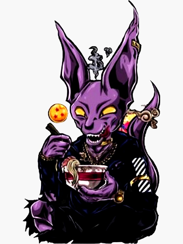 "Beerus Ramen Dragon Ball Designer" Sticker for Sale by BonnieRobinson ...