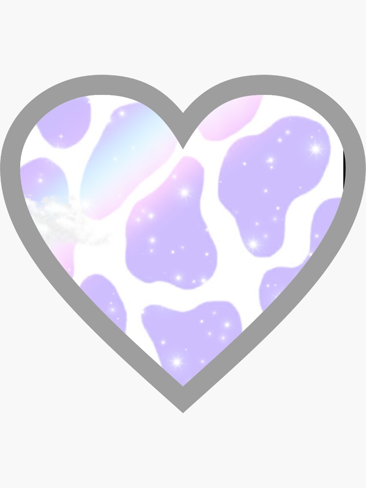 "purple cow print heart " Sticker for Sale by ArtByMal | Redbubble