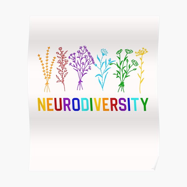 "Neurodiversity Autism Awareness ADHD Rainbow Flower Autistic" Poster ...