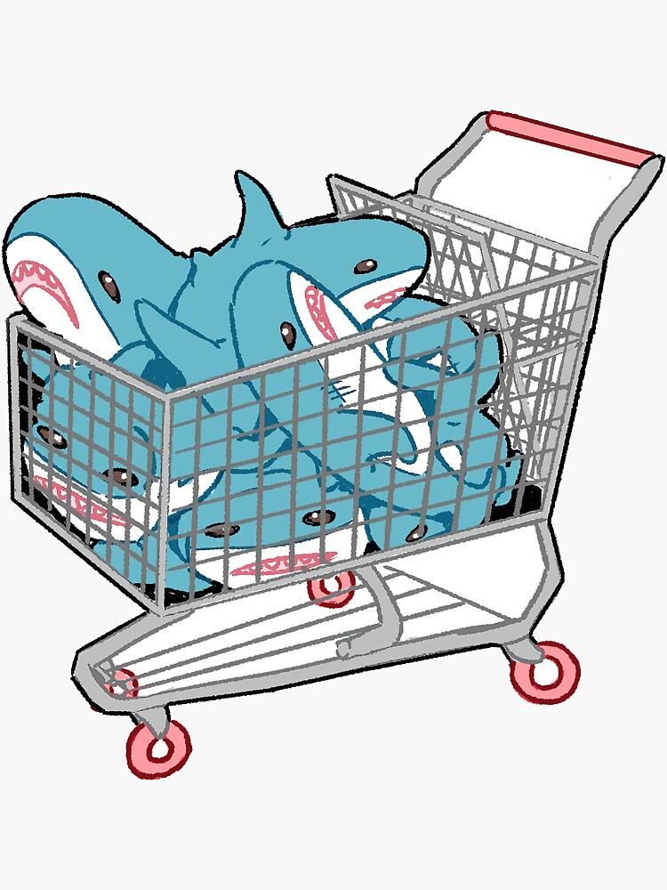 "Shark Cart" Sticker for Sale by blackle | Redbubble