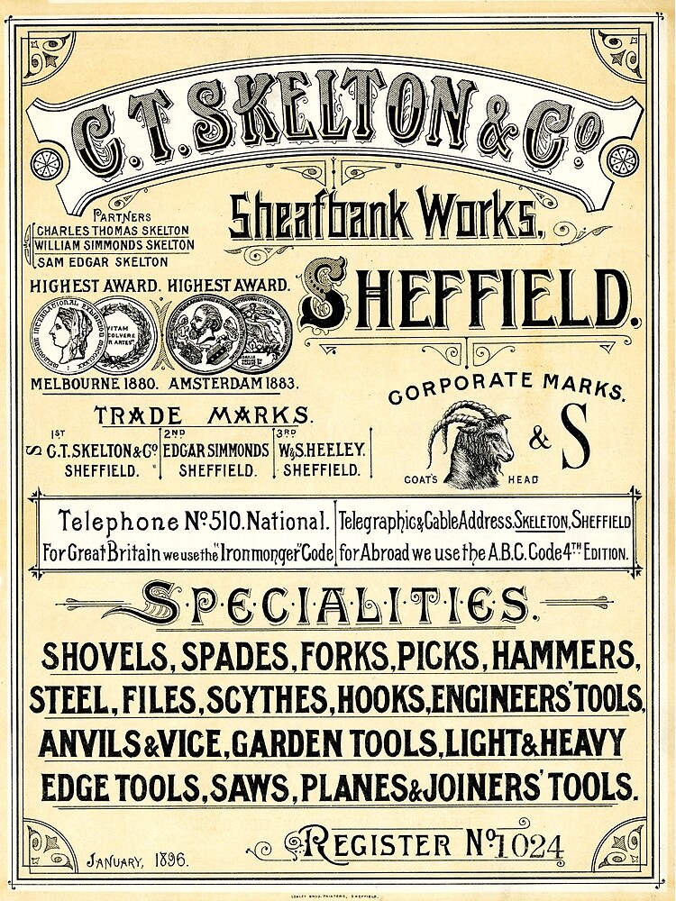"C. T. Skelton, Sheffield, advertisement, 1896" Art Print by ...