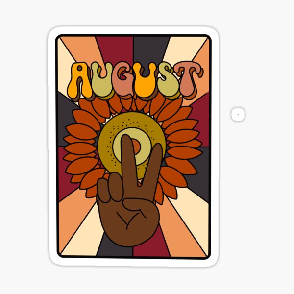"August peace sign monthly title in color" Sticker by HelloBujo | Redbubble