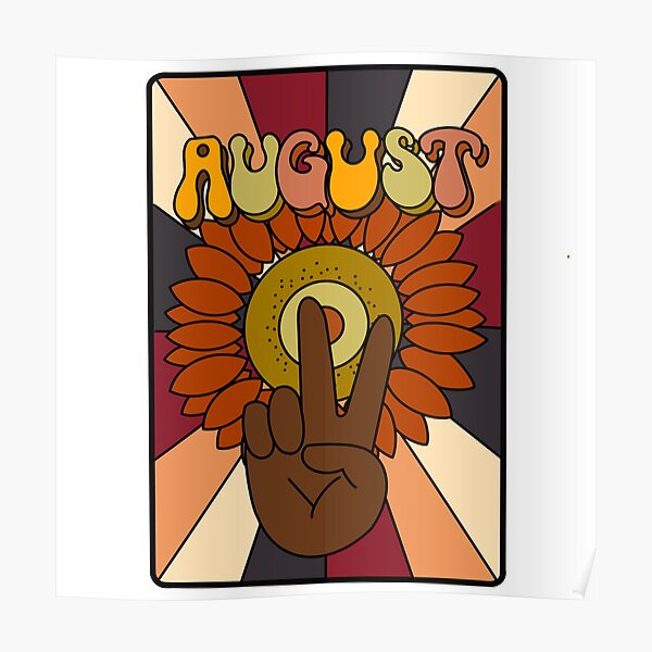 "August peace sign monthly title in color" Poster by HelloBujo | Redbubble