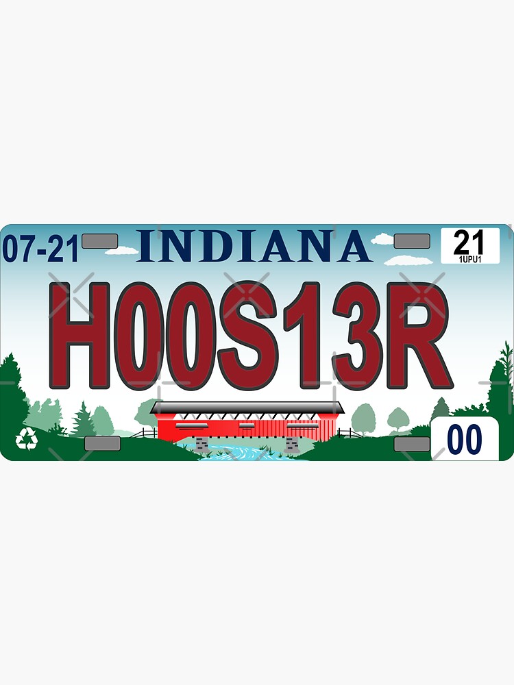 "H00S13R Indiana License Plate" Sticker for Sale by enriquepma | Redbubble