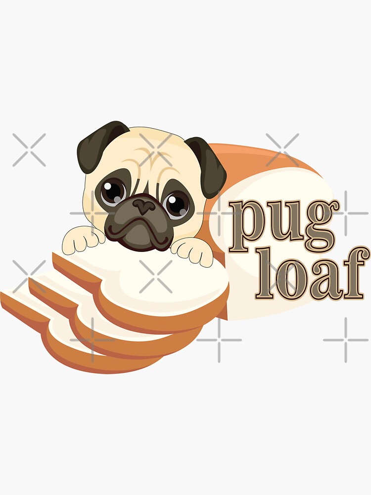 "Pug Loaf Flat Vector Illustration Version 2" Sticker for Sale by ...
