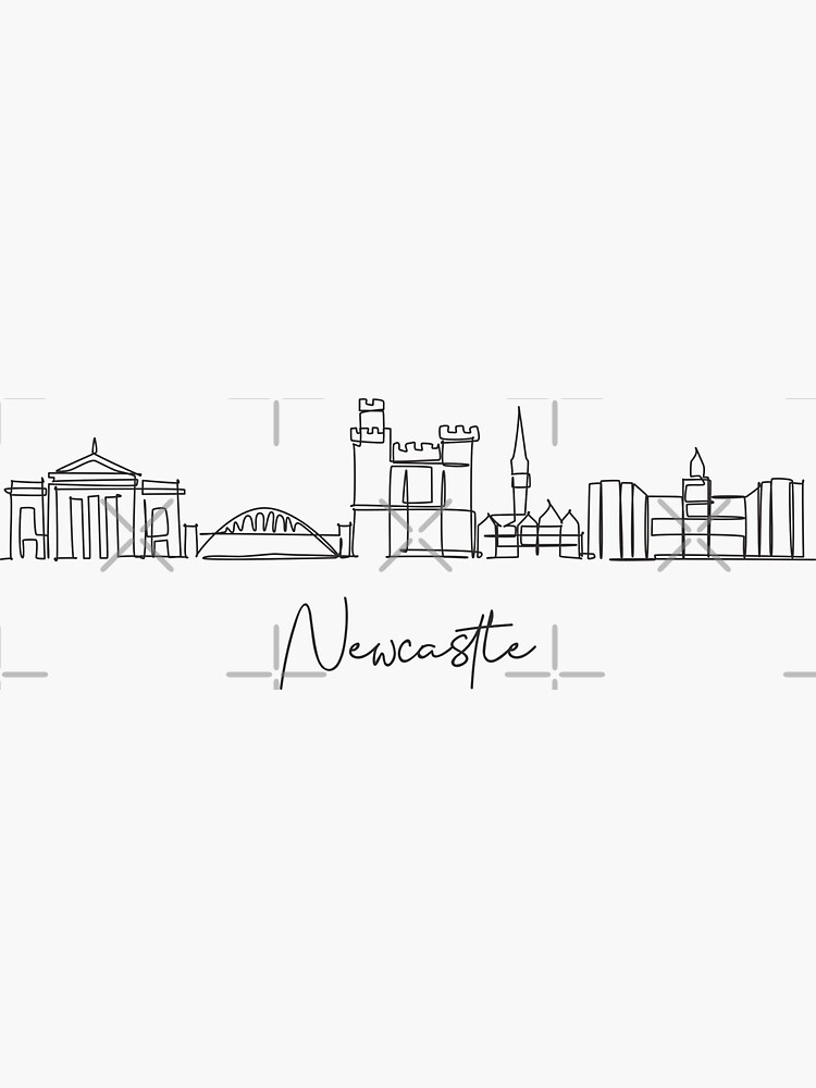 "Newcastle Skyline Tourism Travel" Sticker for Sale by SimpleLineDraw ...