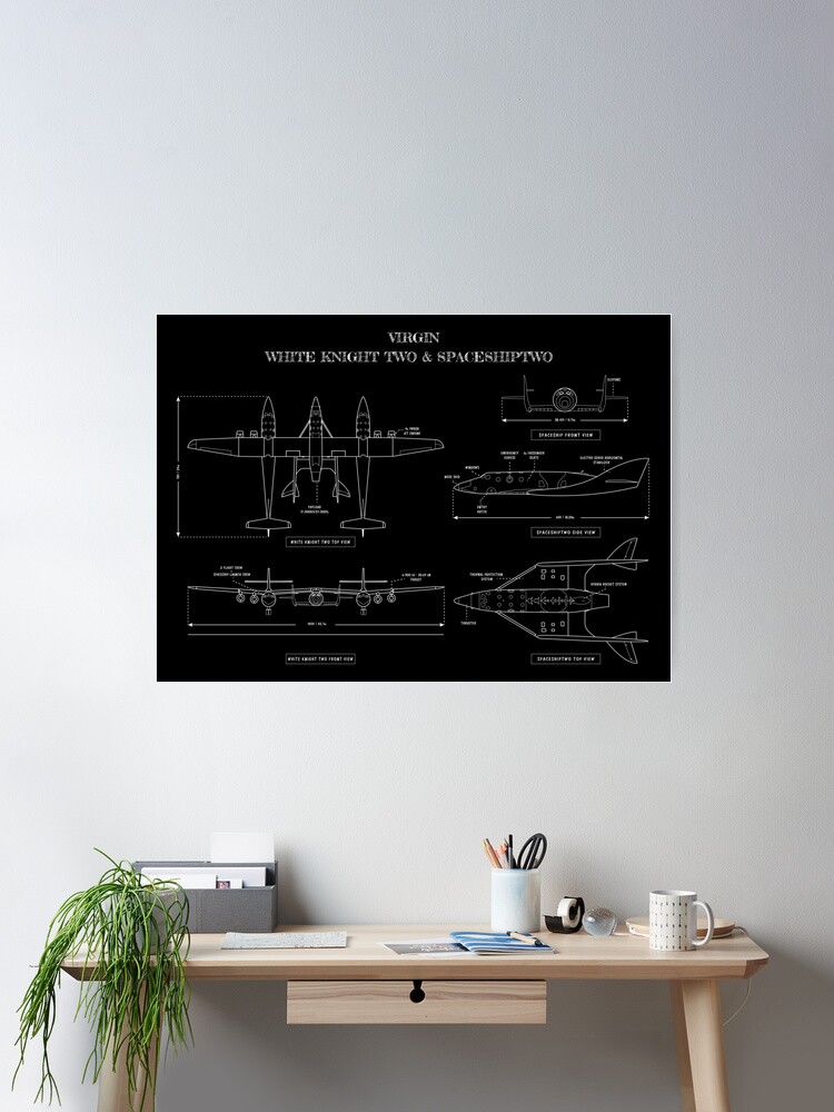 "Virgin White Knight Two & SpaceshipTwo (No Background)" Poster for ...