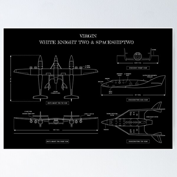 "Virgin White Knight Two & SpaceshipTwo (No Background)" Poster for ...
