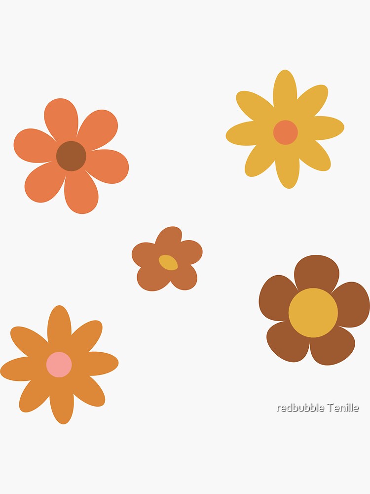 "Funky retro flower power" Sticker for Sale by earthdreamerr | Redbubble