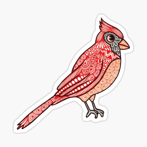"Cardinal bird Zentangle Aztec art" Sticker for Sale by SpecialGift79 ...