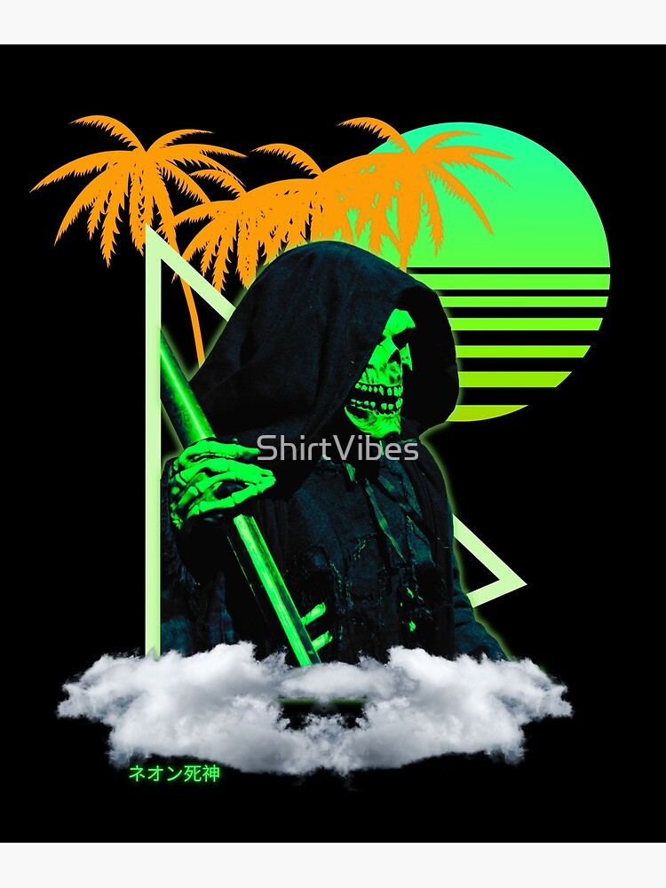 "Neon Grim Reaper Vaporwave Synthwave" Art Print by ShirtVibes | Redbubble