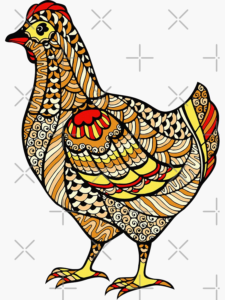 "Hen Zentangle Aztec art" Sticker for Sale by SpecialGift79 | Redbubble