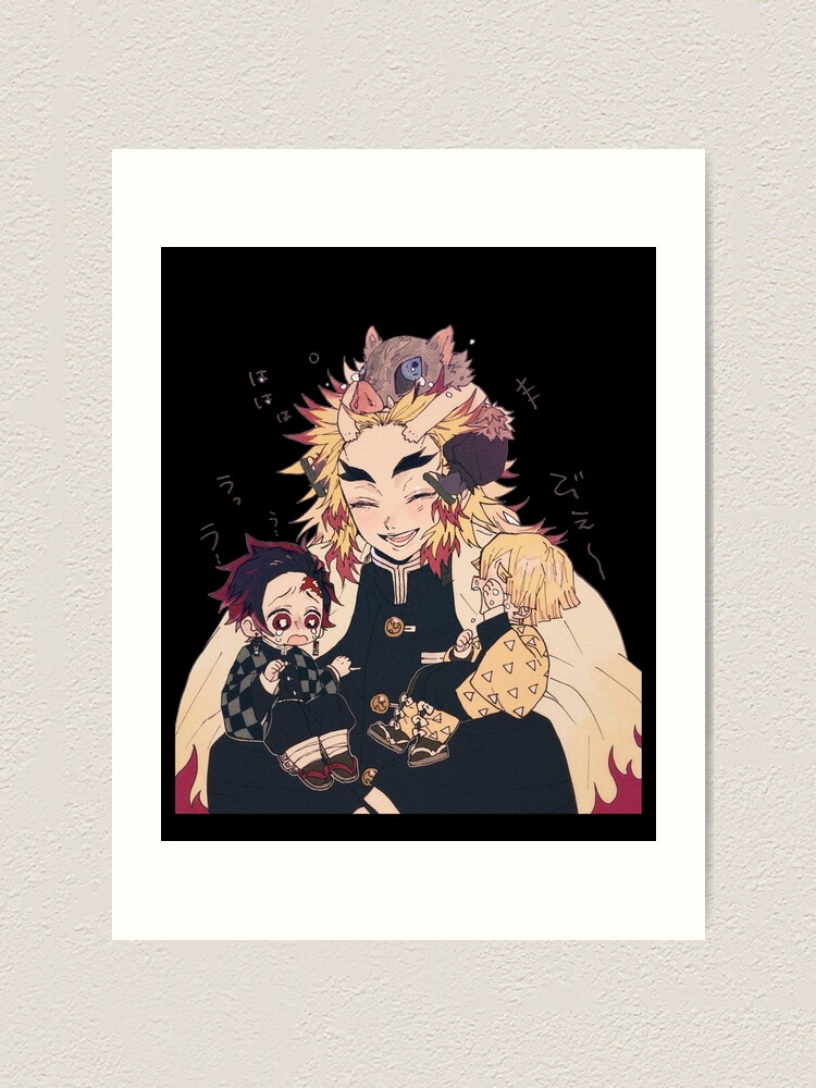 "Rengoku x Tanjiro x Zenitsu x Inosuke" Art Print by mokarlsefni ...