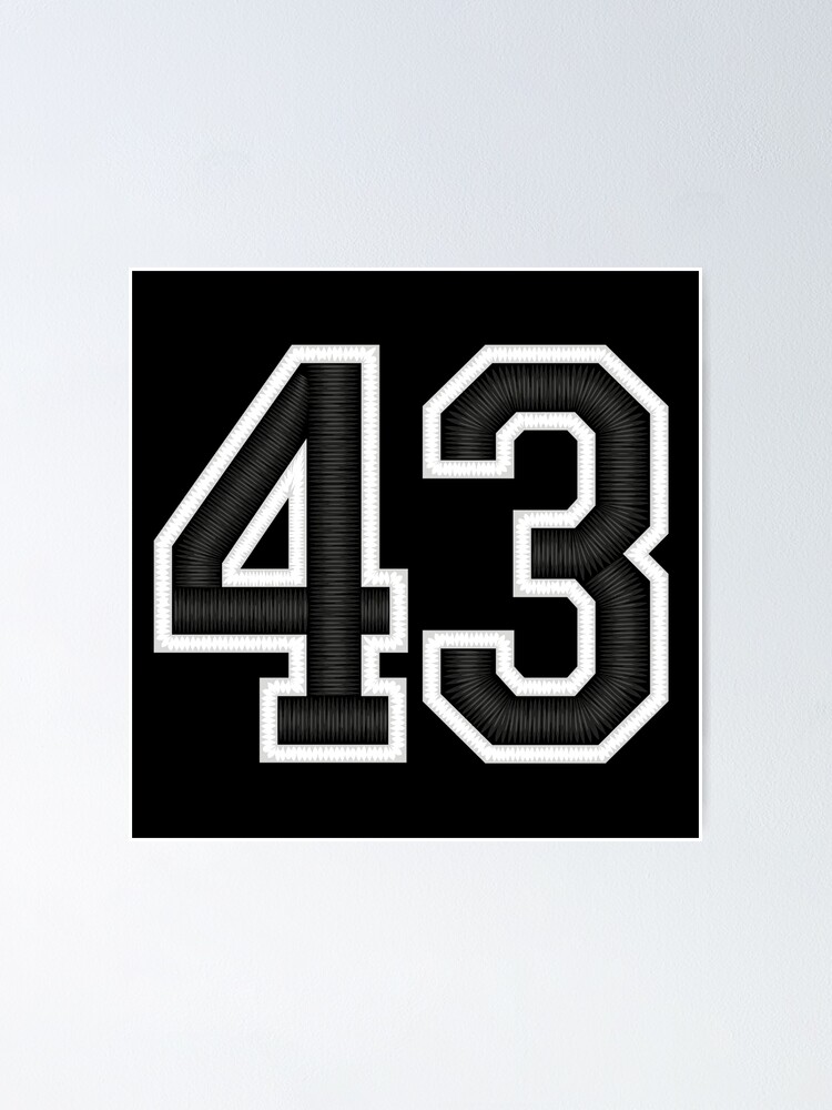 Póster «43 Camiseta deportiva negra Número cuarenta y tres Fútbol 43 ...