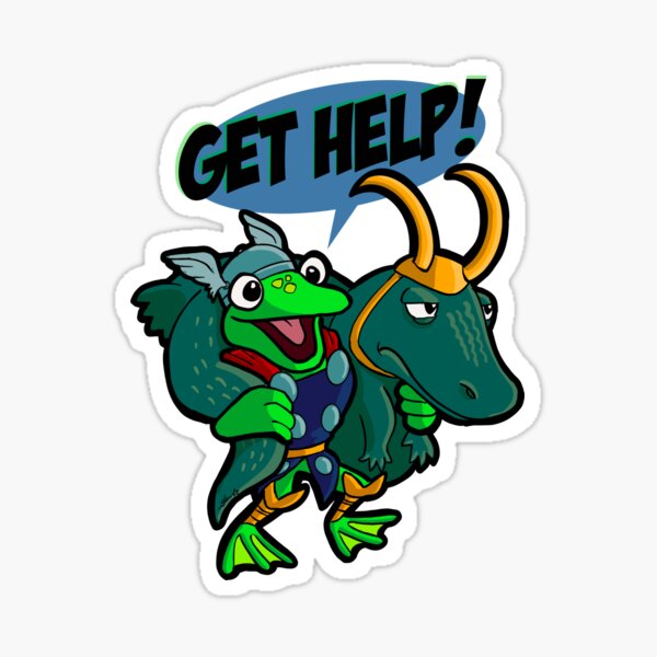 "Get Help!" Sticker for Sale by artofstevet | Redbubble