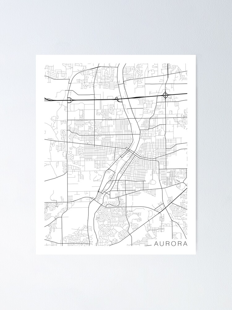 "Aurora Map, USA - Schwarz und Weiß" Poster von MainStreetMaps | Redbubble