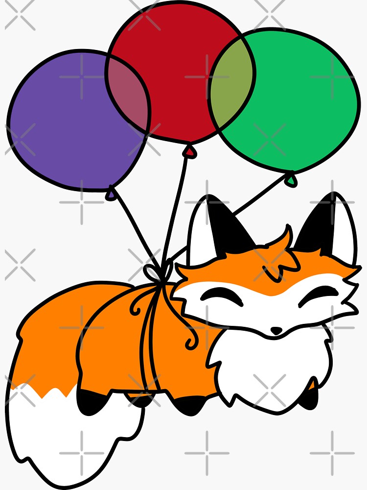 "Fluffy Balloon Fox" Sticker for Sale by SaradaBoru | Redbubble