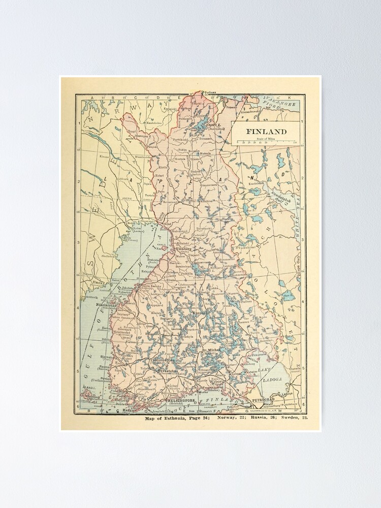 "Old Finland Map (1923) Vintage Finnish Atlas" Poster for Sale by ...