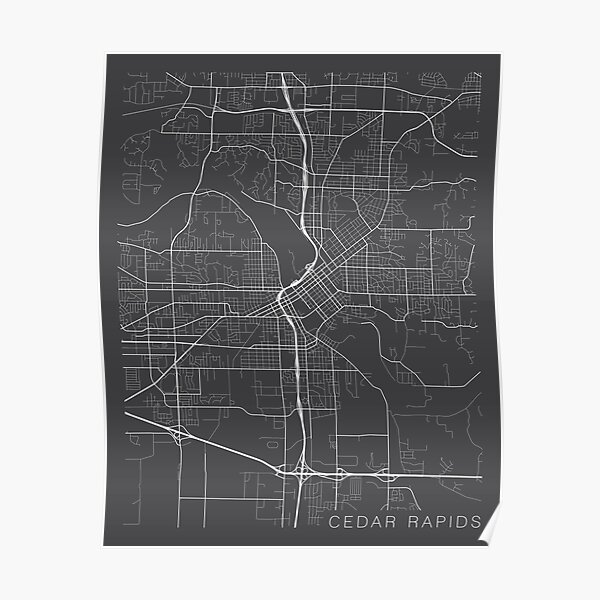 "Cedar Rapids Map, USA - Gray" Poster for Sale by MainStreetMaps ...