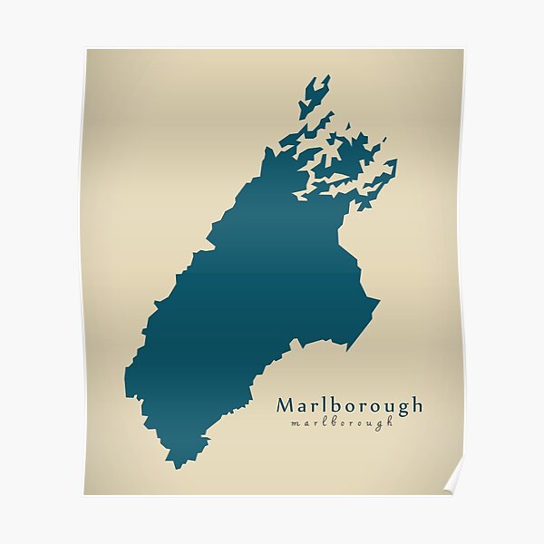 "Modern Map - Marlborough region map New Zealand NZ" Poster for Sale by ...