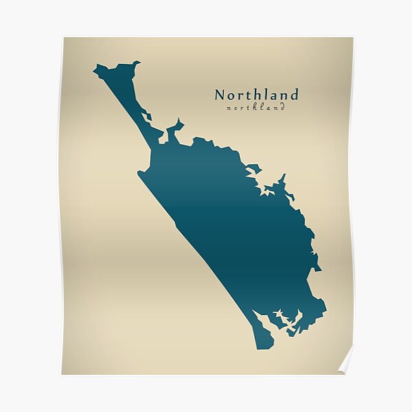 "Modern Map - Northland region map New Zealand NZ" Poster for Sale by ...