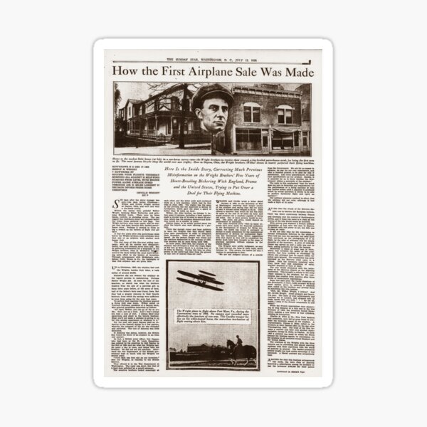 "Wright Brothers First Airplane Sale Story 1930 " Sticker for Sale by ...