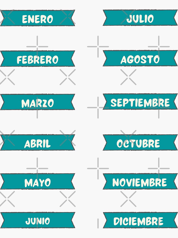 Pegatina «Meses del año en español, planificador, paquete de pegatinas ...