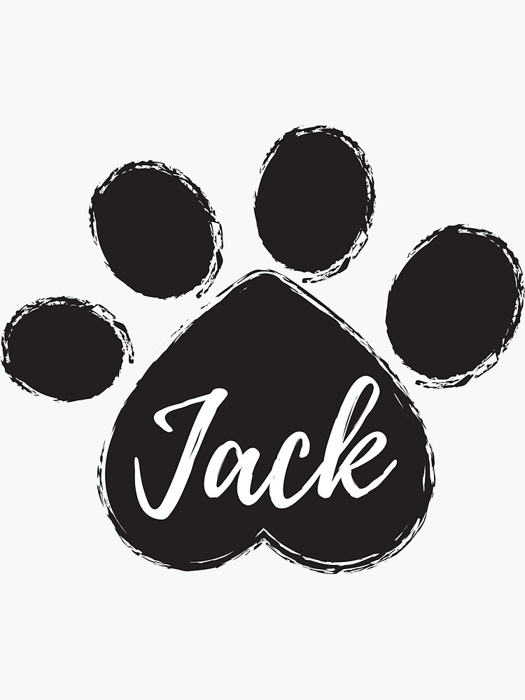 "Jack Dog Pet Name In Paw " Sticker for Sale by PrettyArtwork | Redbubble