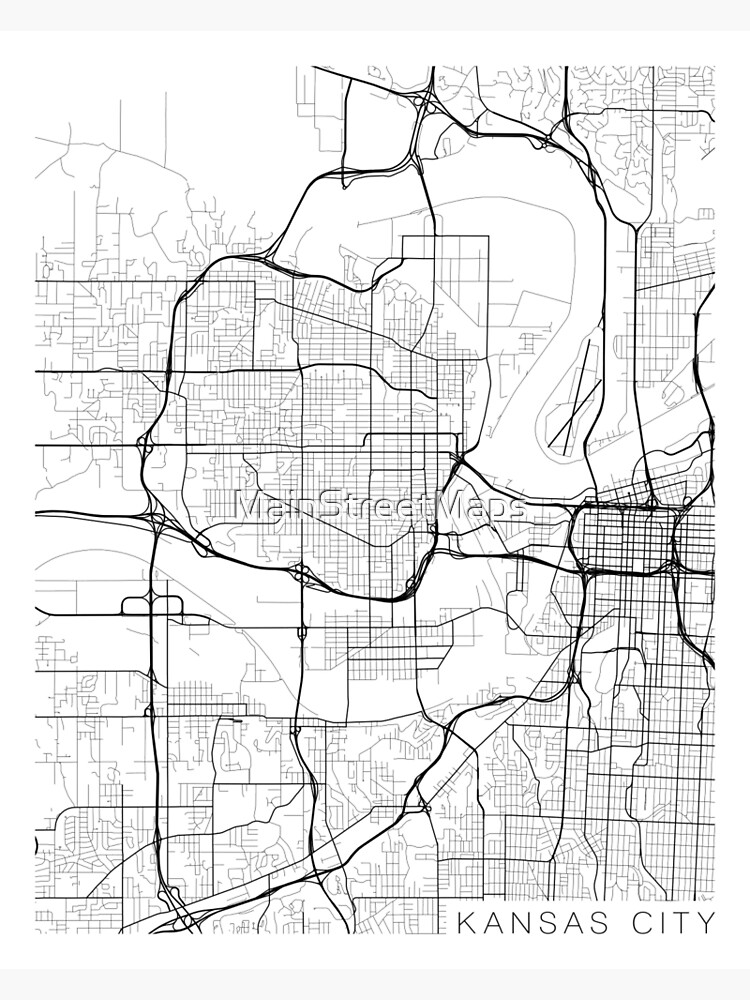 "Kansas City Map, USA - Black and White" Poster for Sale by ...