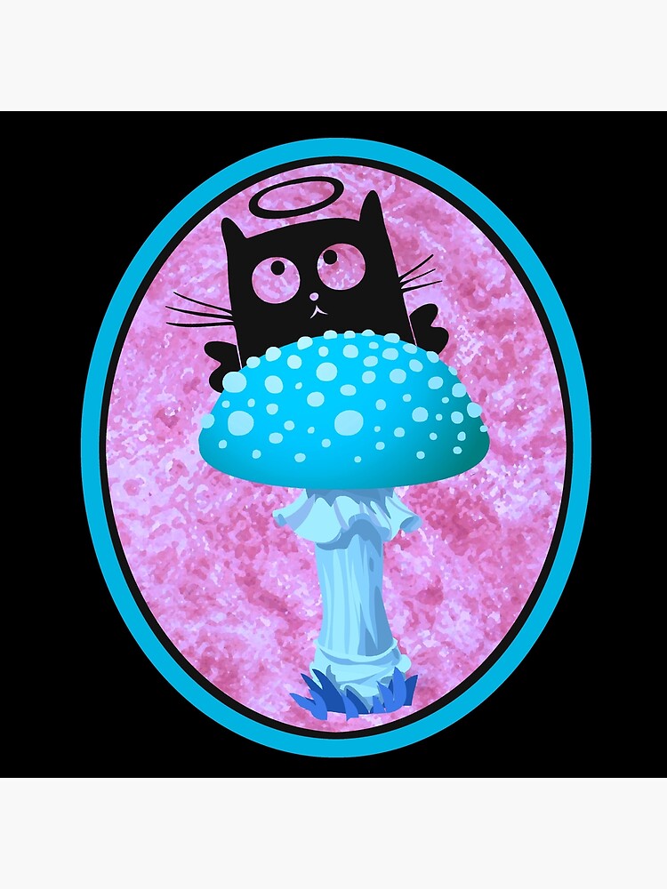 Póster «Silueta de gato negro con halo en seta azul turquesa verde ...