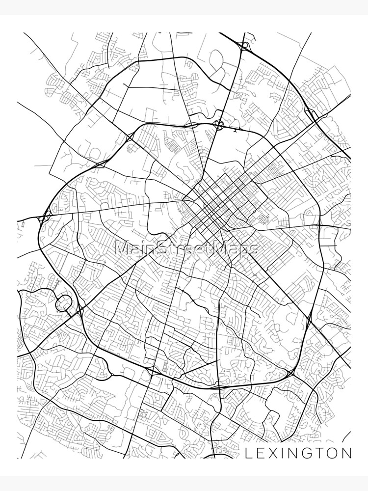 "Lexington Map, USA - Black and White" Photographic Print by ...