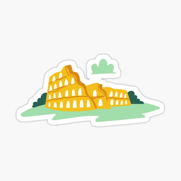 "Colorful Hand-Drawn Colosseum Rome Italy World Landmark" Sticker by ...