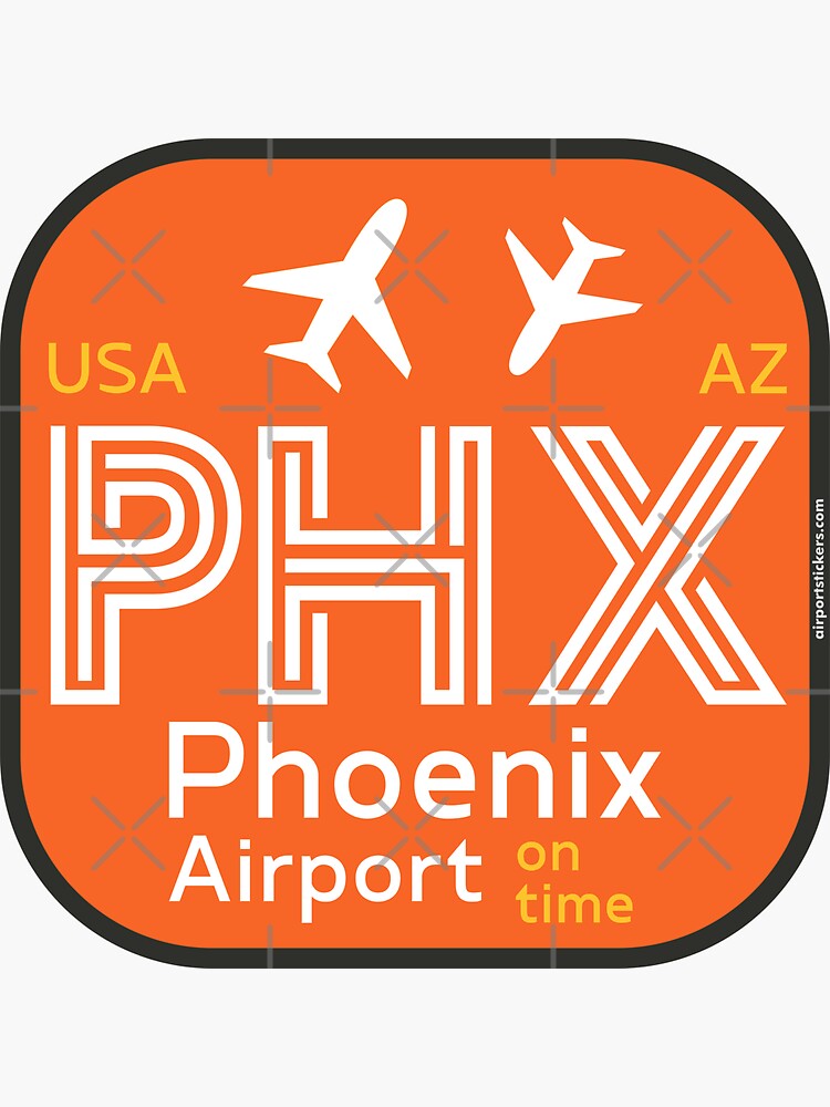 "PHX airport code plus Phoenix" Sticker for Sale by Aviators | Redbubble