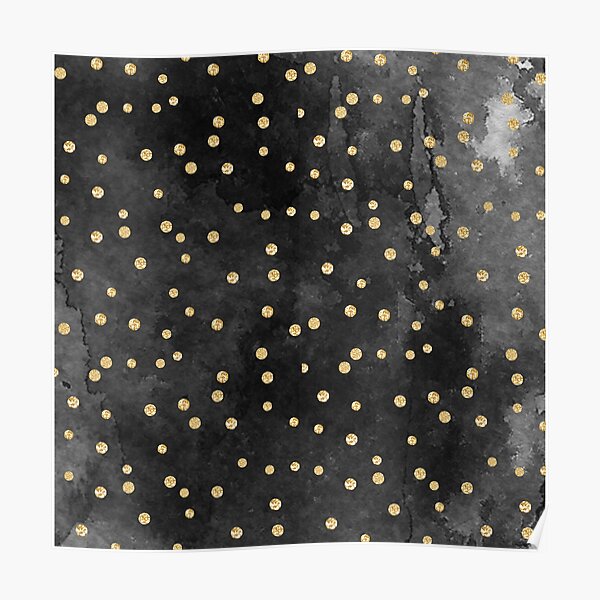 "Glitter and gold foil confetti on black watercolor " Poster by ...