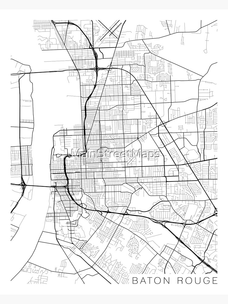 "Baton Rouge Map, USA - Black and White" Photographic Print by ...