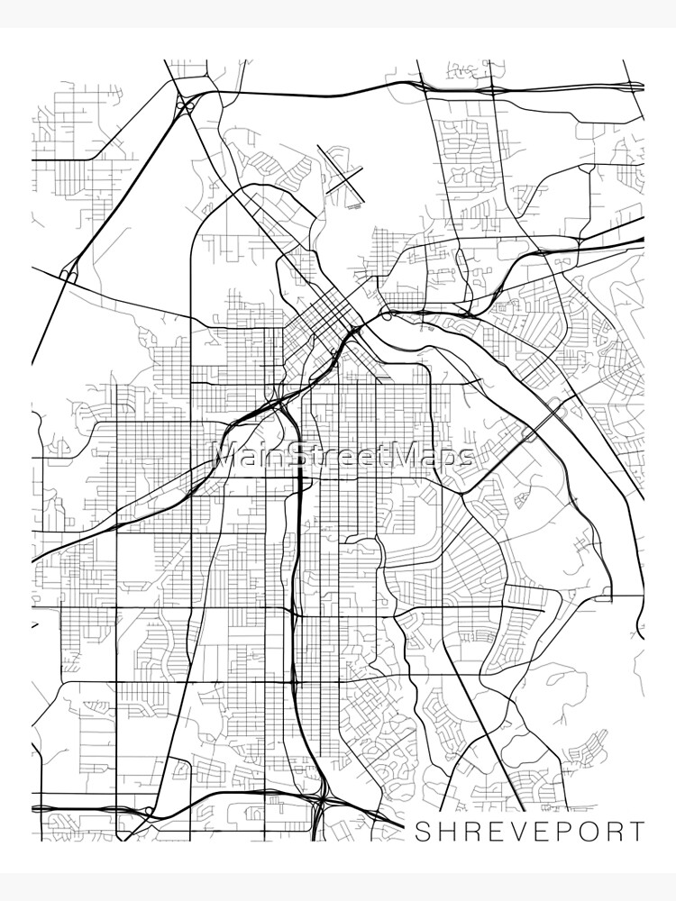"Shreveport Map, USA - Black and White" Poster for Sale by ...