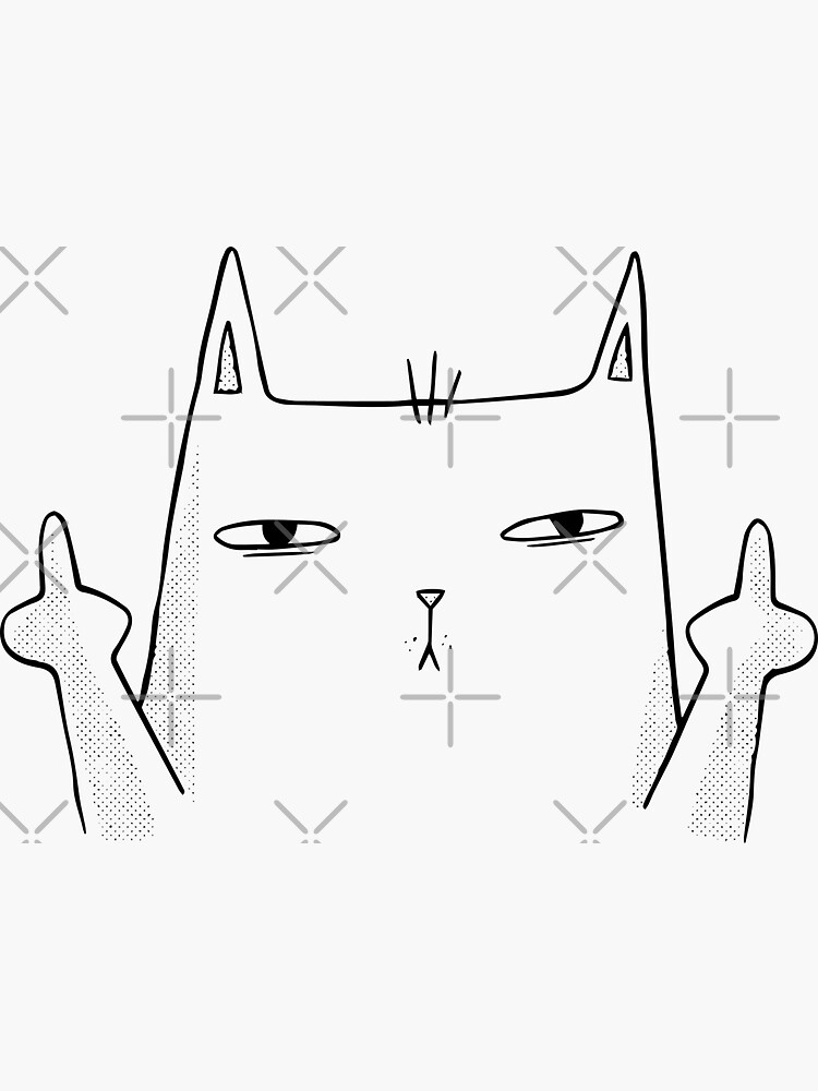 "Funny cat giving two middle fingers" Sticker by DarkTeeBeta | Redbubble