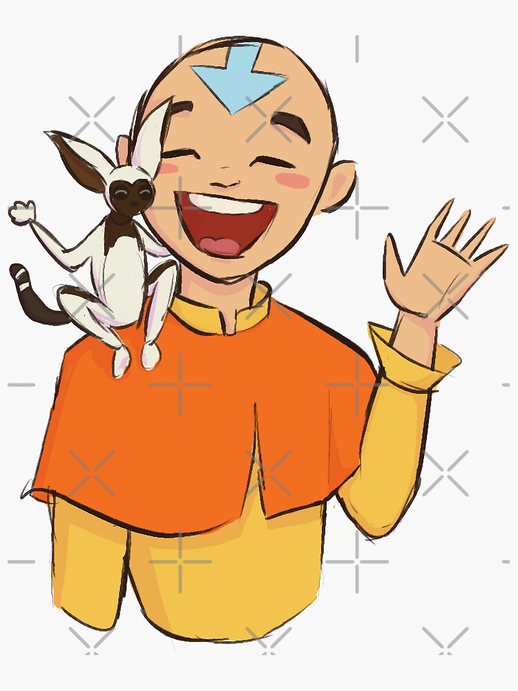 "Waving Aang" Sticker for Sale by avohcup | Redbubble