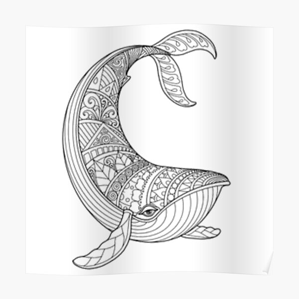 "Mandala Whale" Poster for Sale by PiouLifeStyleCo | Redbubble