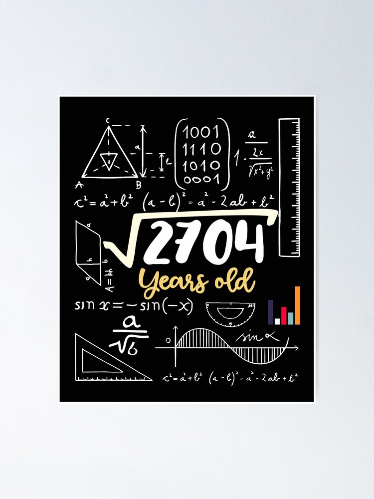 " Square Root 52 years old funny teacher 52th birthday" Poster for Sale ...