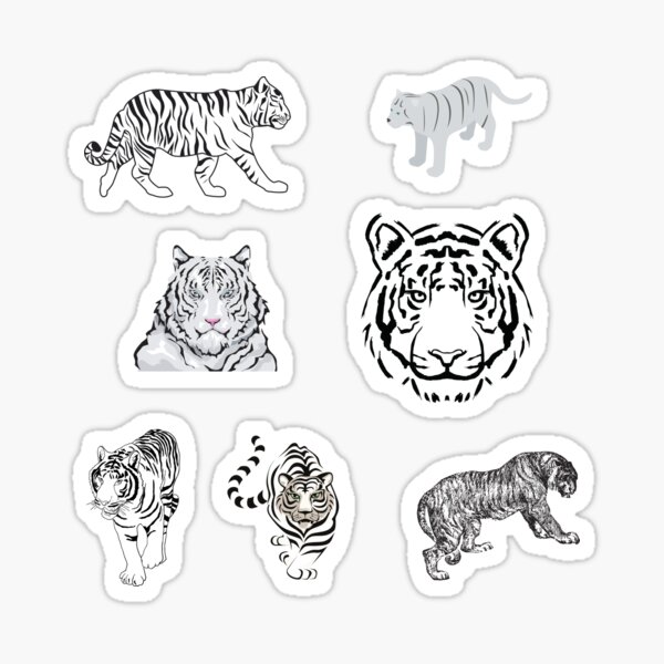 "White Tiger sticker pack" Sticker for Sale by Cafecreative | Redbubble