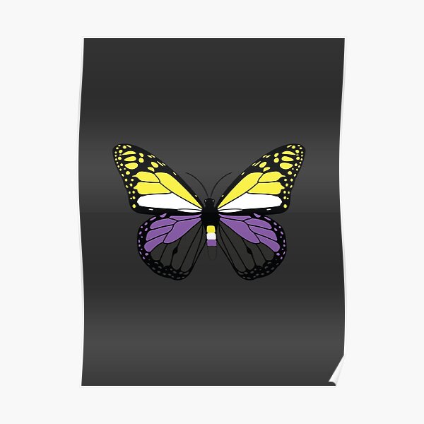 "Non-Binary Butterfly Pride Gift, Enby NonBinary Colorful Monarch Butterfly, NB NonBinary ...
