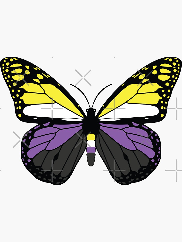"Non-Binary Butterfly Pride Gift, Enby NonBinary Colorful Monarch Butterfly, NB NonBinary ...
