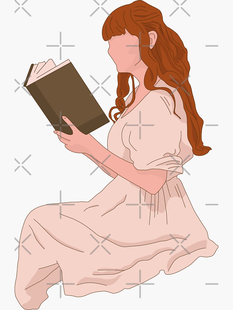 "Cottagecore Reading Woman" Sticker for Sale by onisam | Redbubble