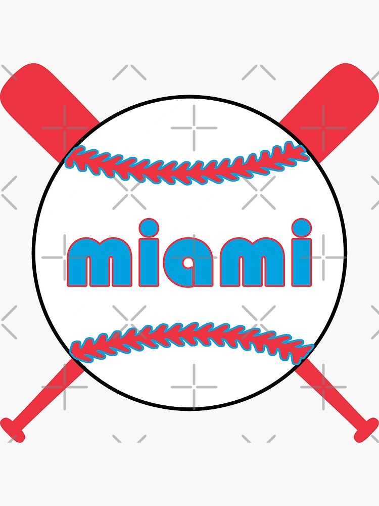 "Miami Retro Throwback Baseball with Crossed Bats" Sticker for Sale by ...