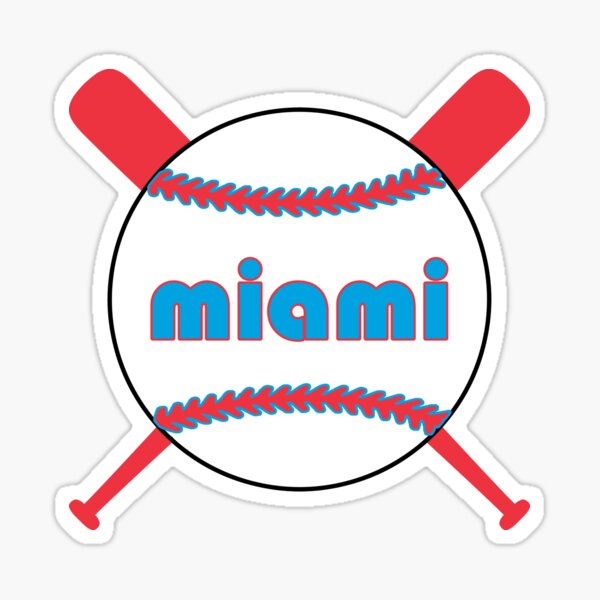 "Miami Retro Throwback Baseball with Crossed Bats" Sticker for Sale by ...