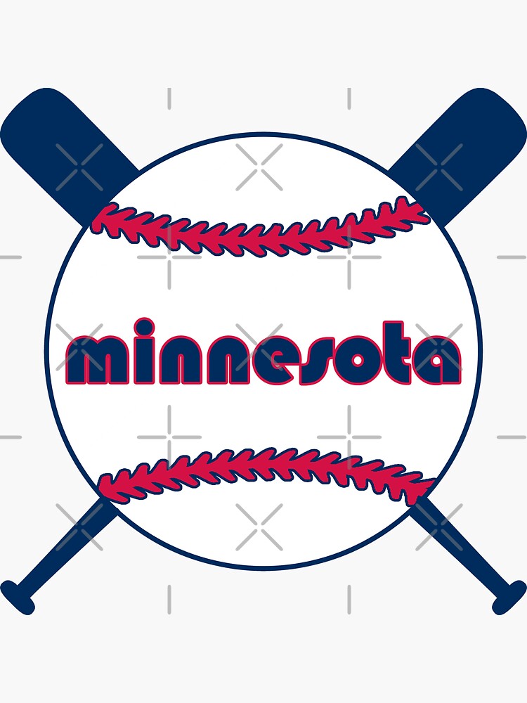 "Minnesota Retro Throwback Baseball with Crossed Bats" Sticker for Sale ...