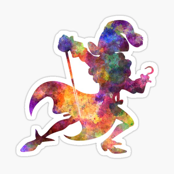 "Captain Hook in watercolor" Sticker for Sale by paulrommer | Redbubble