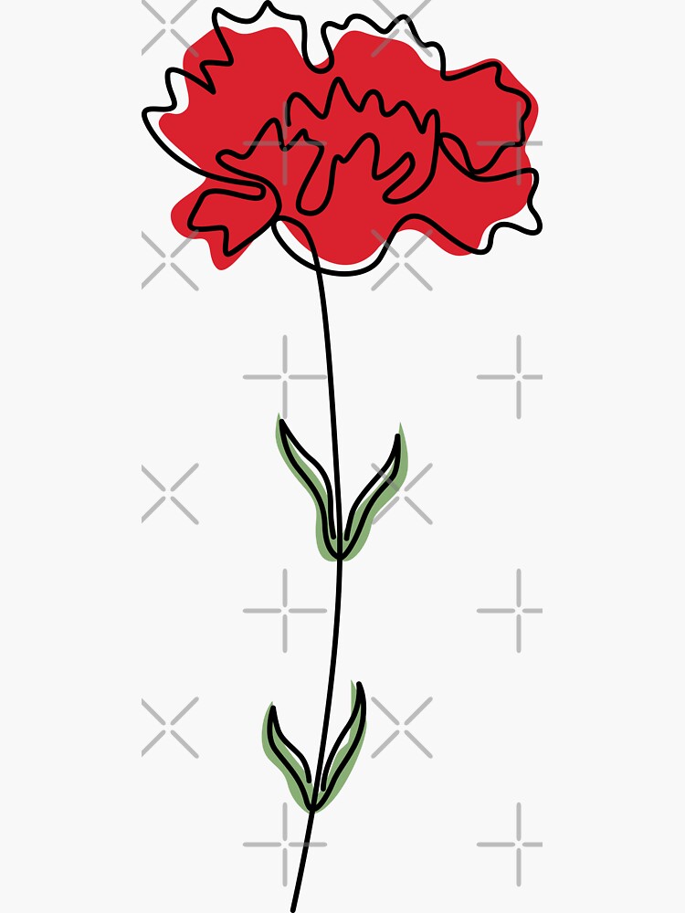 "Carnation One Line Drawing" Sticker for Sale by c-vector-studio ...