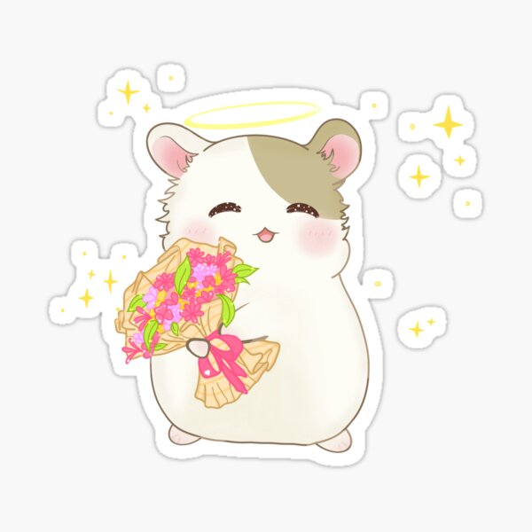 "Cute hamster with a flower bouquet " Sticker for Sale by MonaShalu15 ...